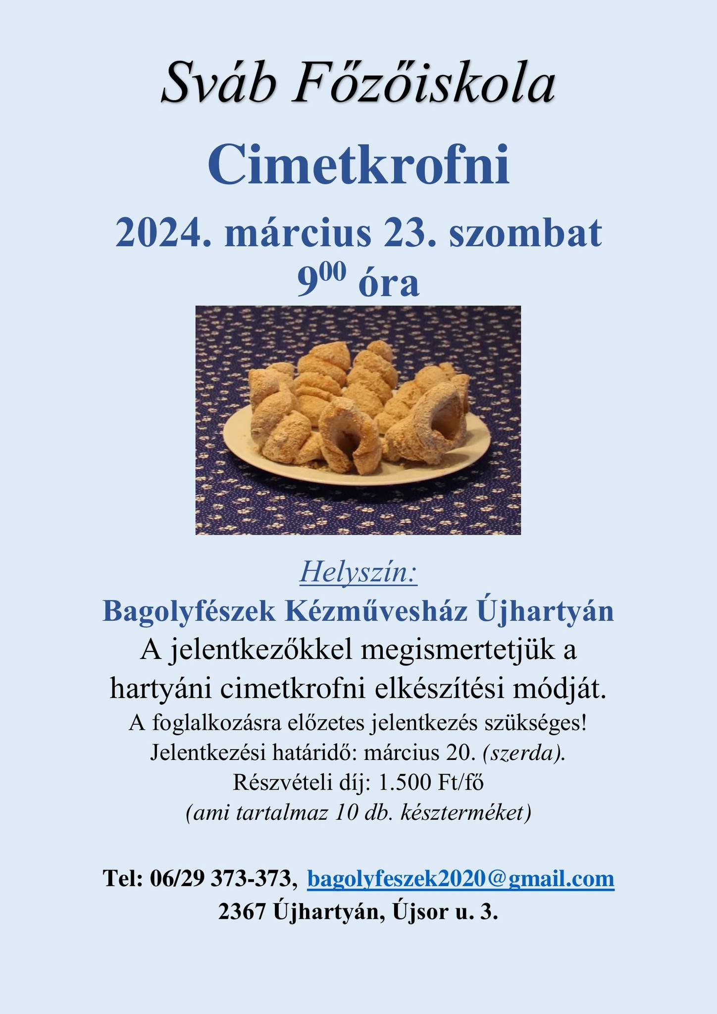 Sváb főzőiskola - Cimetkrofni - Újhartyán Város Oldala